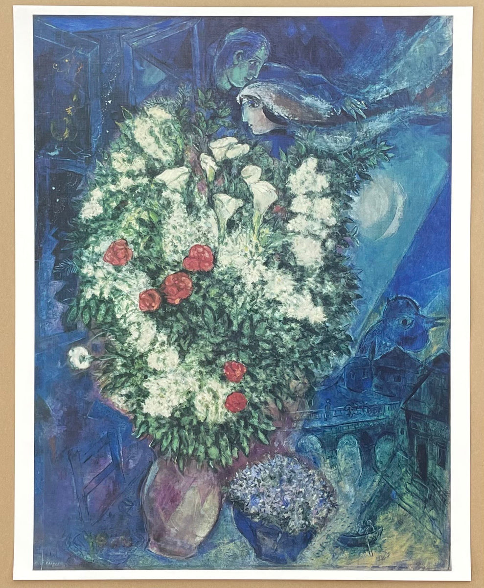 Marc Chagall exhibition poster - Bouquet with flying lovers - flowers ...
