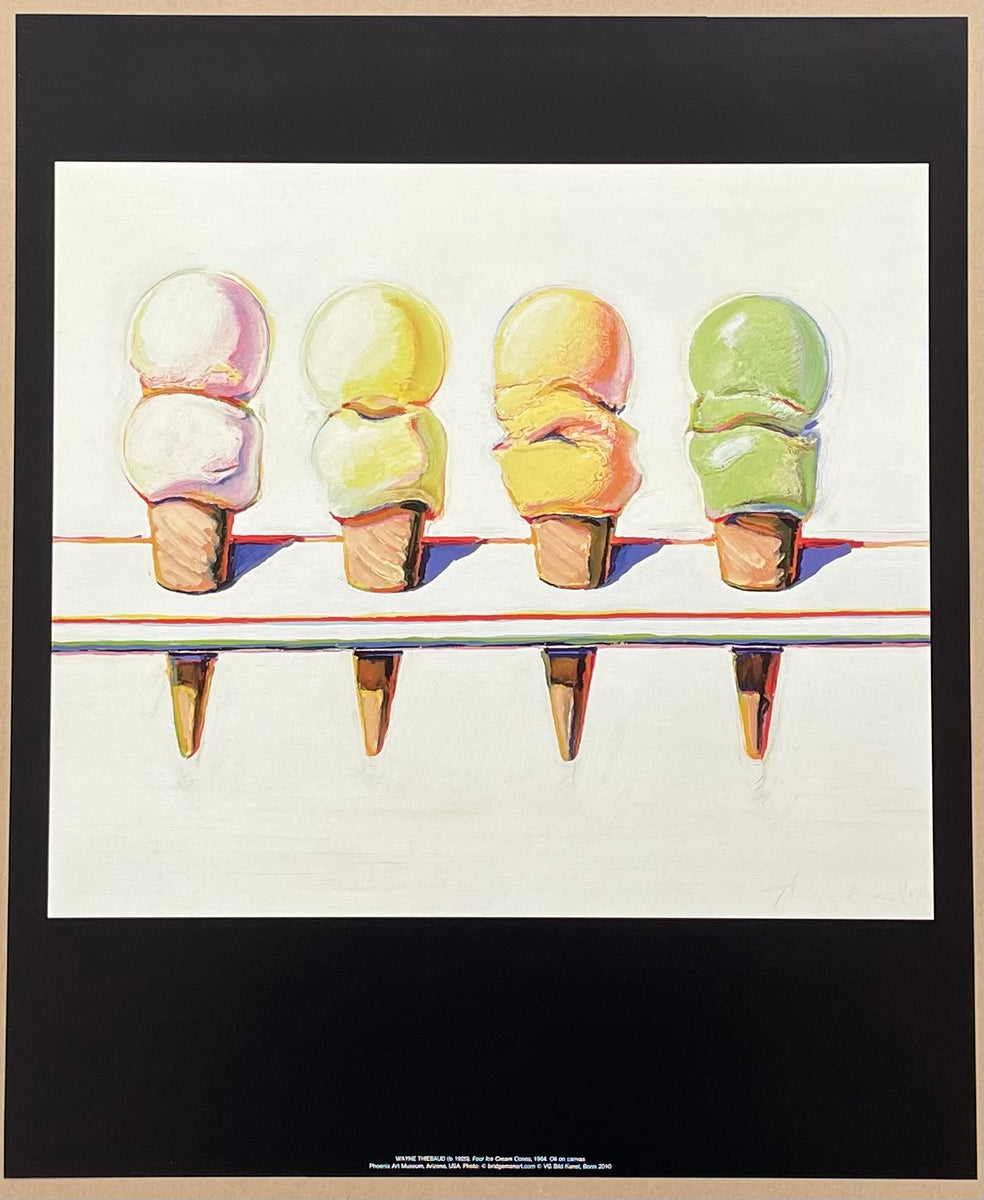 Wayne Thiebaud exhibition poster - Four ice cream cones - museum artis ...